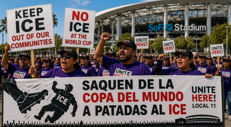 Sindicato lanza campaña para “sacar a patadas” al ICE del Mundial 2026