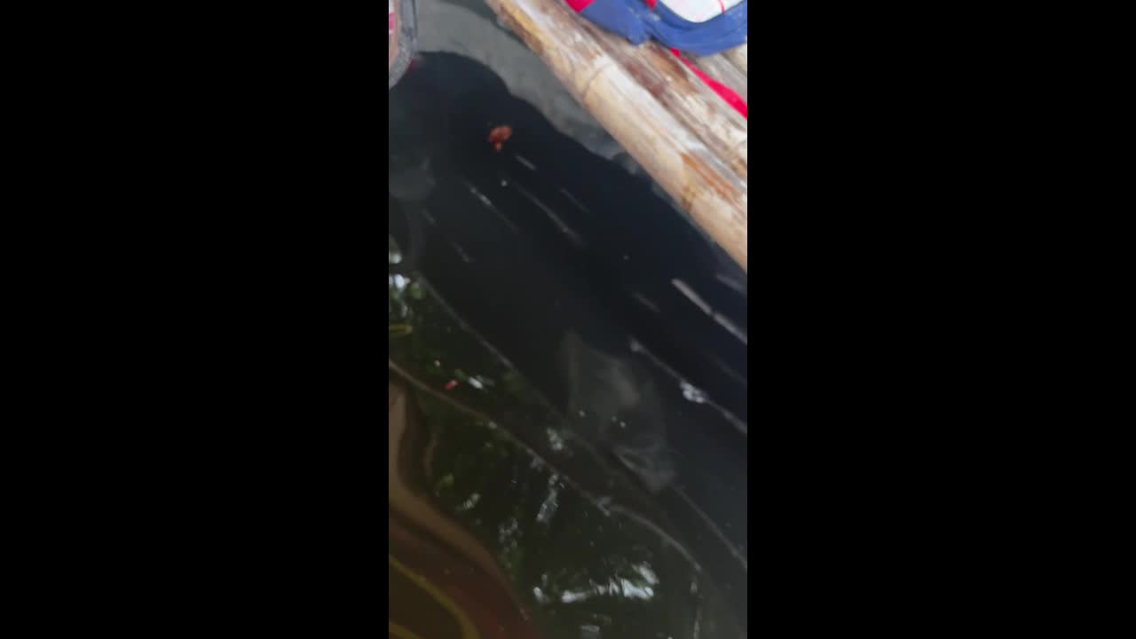 Locals travel by boat through plastic-choked river in Manila