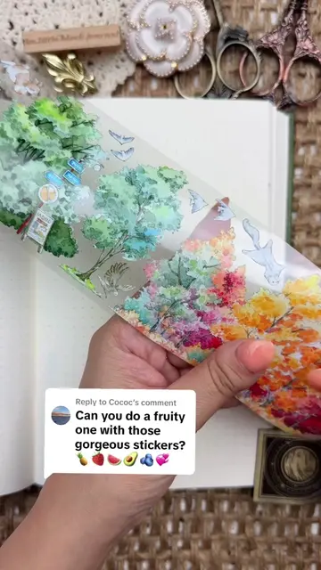 Blueberry cottage ASMR journal spread using only stickers