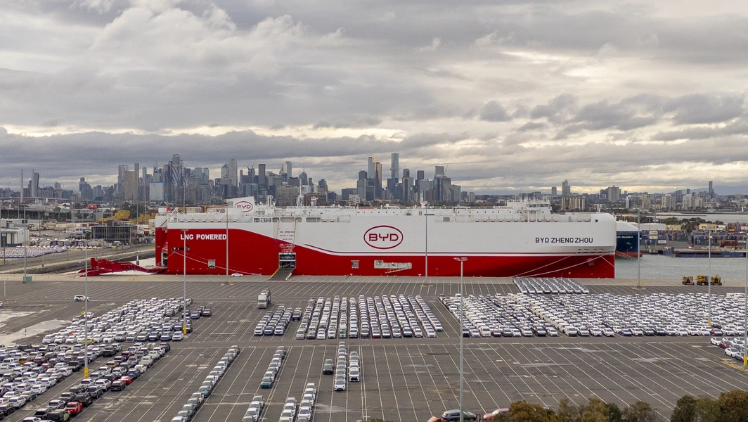 BYD's first-owned ship delivers record EV load to Australia