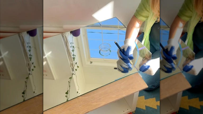 Woman uses Dollar Tree pool noodles to DIY chic faux-upholstered mirror ...