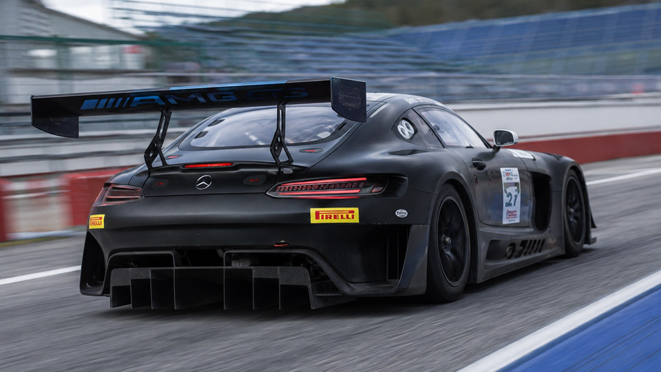 Mercedes AMG GT3 EVO engine note flat out track runs