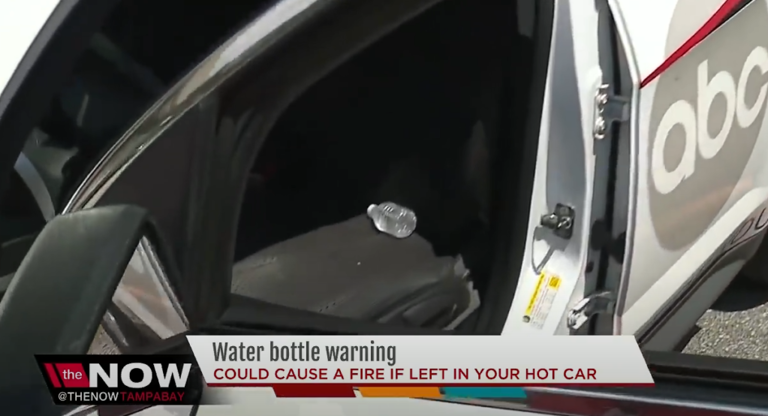 Firefighters warn public of dangers of leaving water bottles in cars