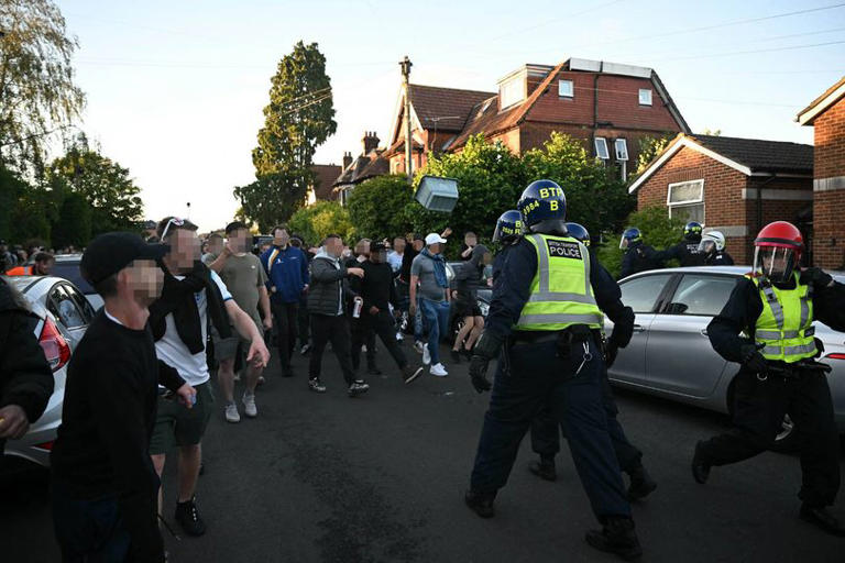 Riot police clash at Southampton Henry Nowak murder protest as Tommy ...