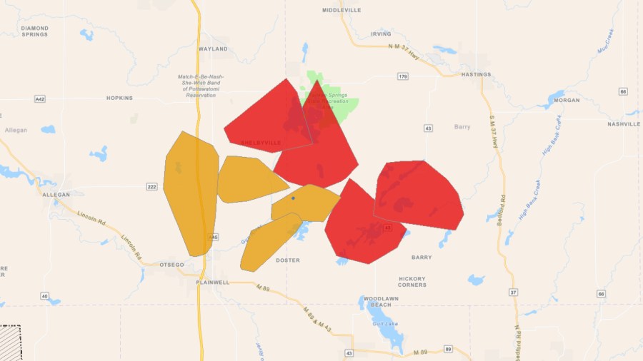Thousands lost power in Allegan, Barry counties after fire