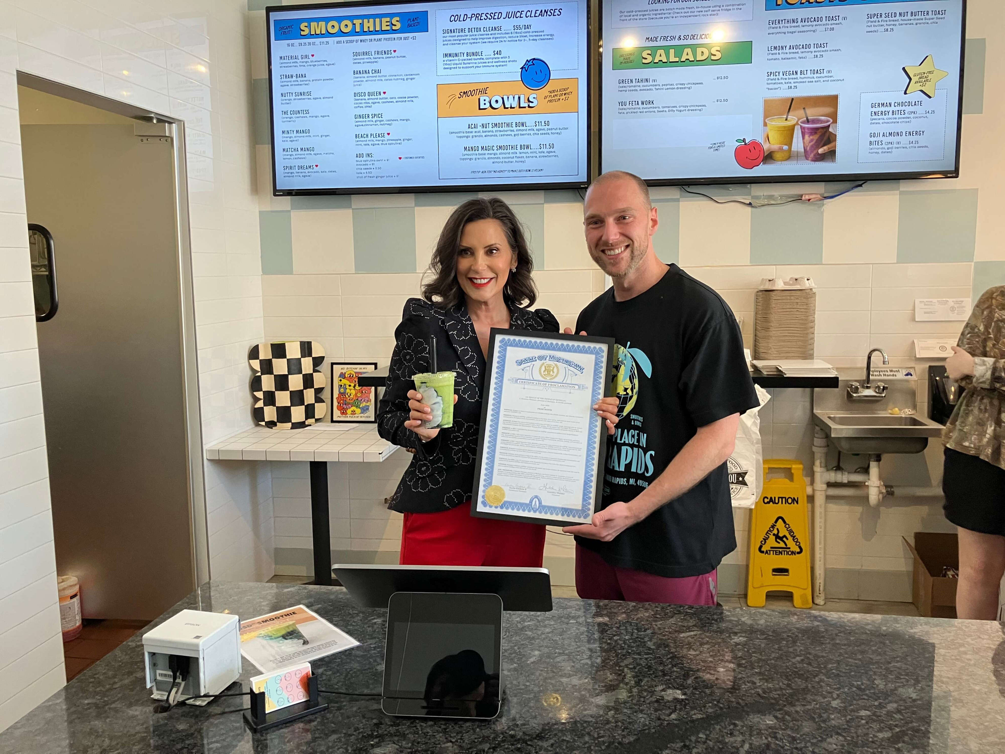 Whitmer issues Pride Month proclamation to owner of Grand Rapids juice bar