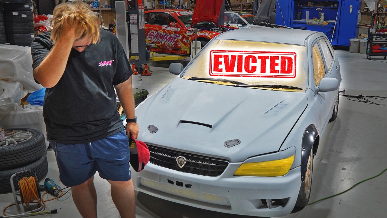 We evicted him & his car from our shop!