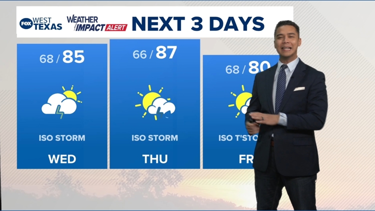 Isolated storms midweek, better rain chances arrive Saturday