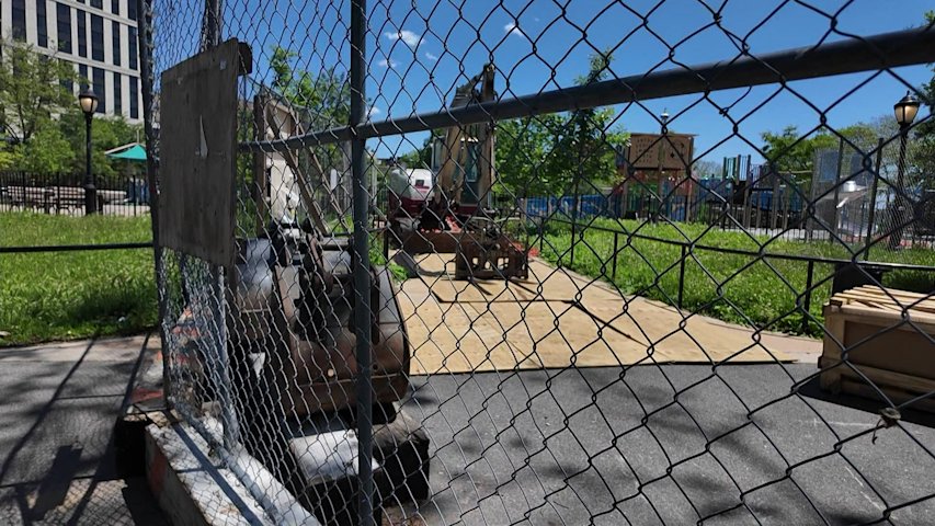 Asser Levy Park playground reconstruction begins nearly 2 years after fire