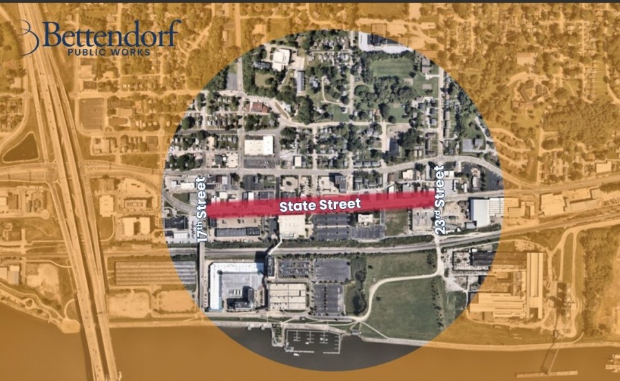 Work switches to north side of State Street, Bettendorf, as patching ...