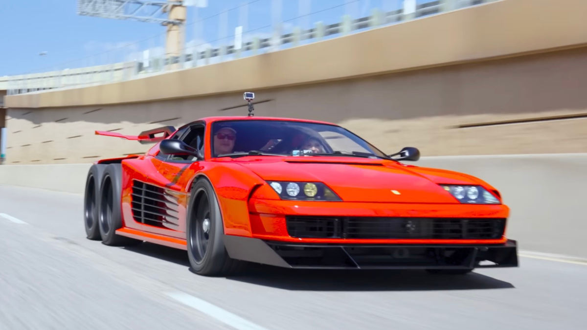 Ferrari Testarossa 6x6 somehow exists and just took its first drive