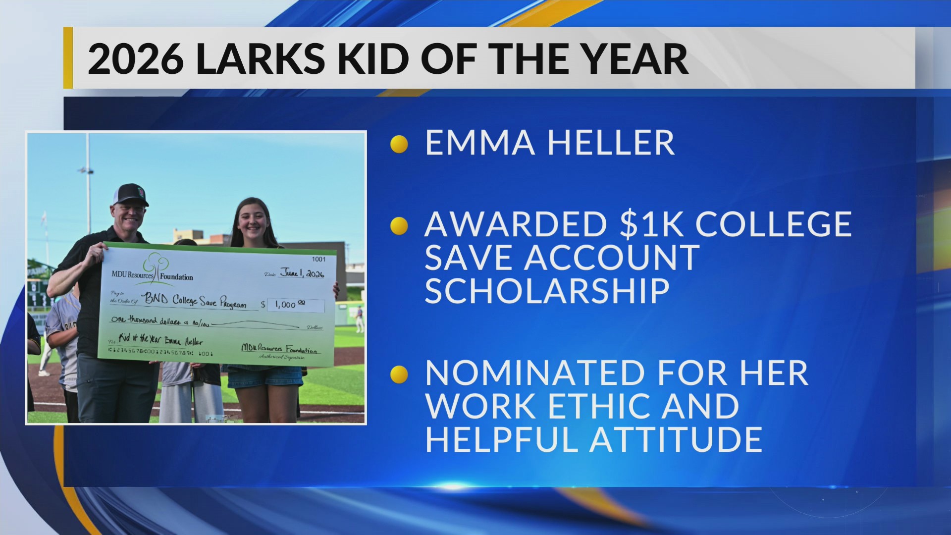 Emma Heller named 2026 Larks Kid of the Year
