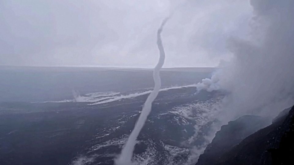 Record Kilauea eruption spawns a rare volcanic steam devil