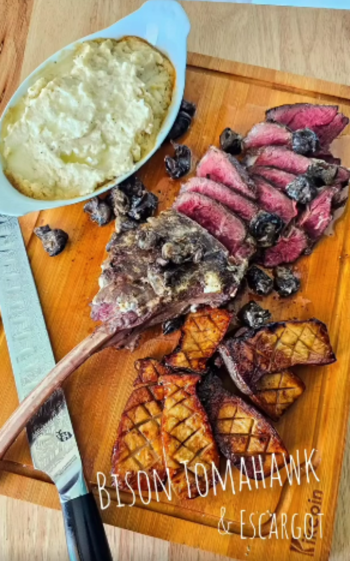 Horseradish mayo bison tomahawk with escargot: A bold surf and turf recipe