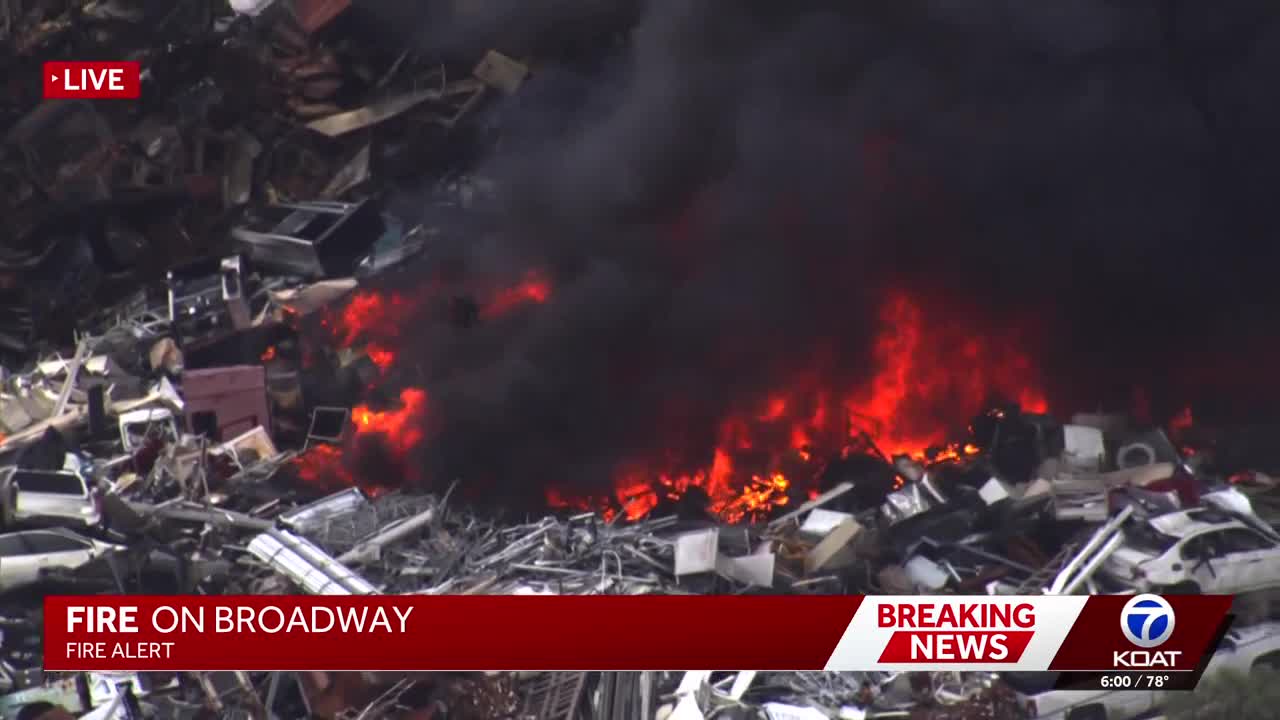 Large fire burns at recycling yard in Albuquerque's South Valley