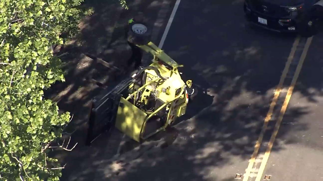 Person injured after forklift falls onto vehicle in suburban Barrington ...
