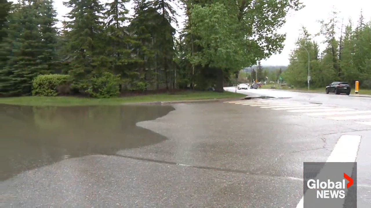 Localized flooding in Canmore after heavy rain
