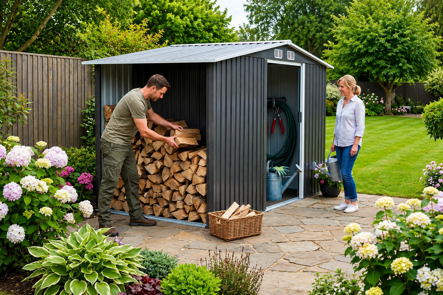 This giant garden shed with built-in log storage is now £129 (aff)