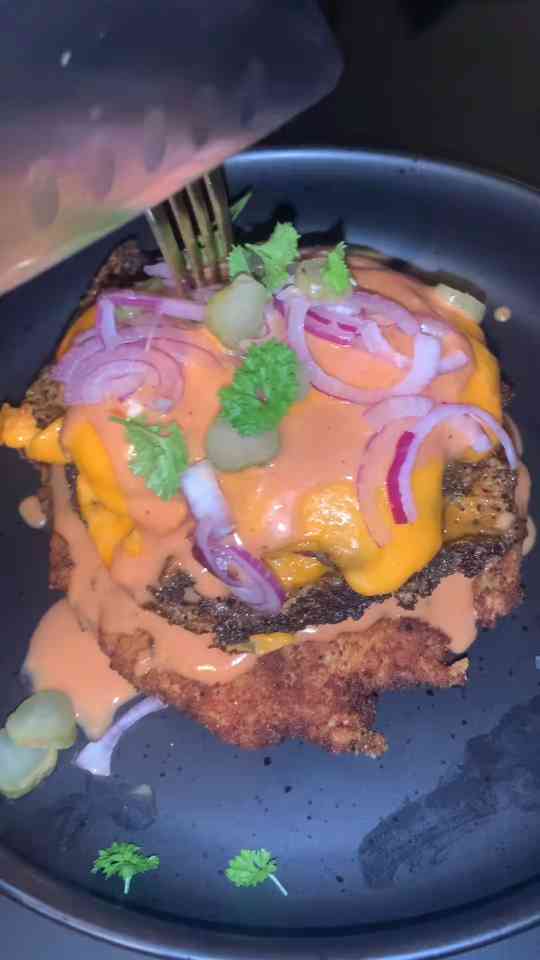 Fried cheese rice double cheeseburger einfach und lecker zubereitet