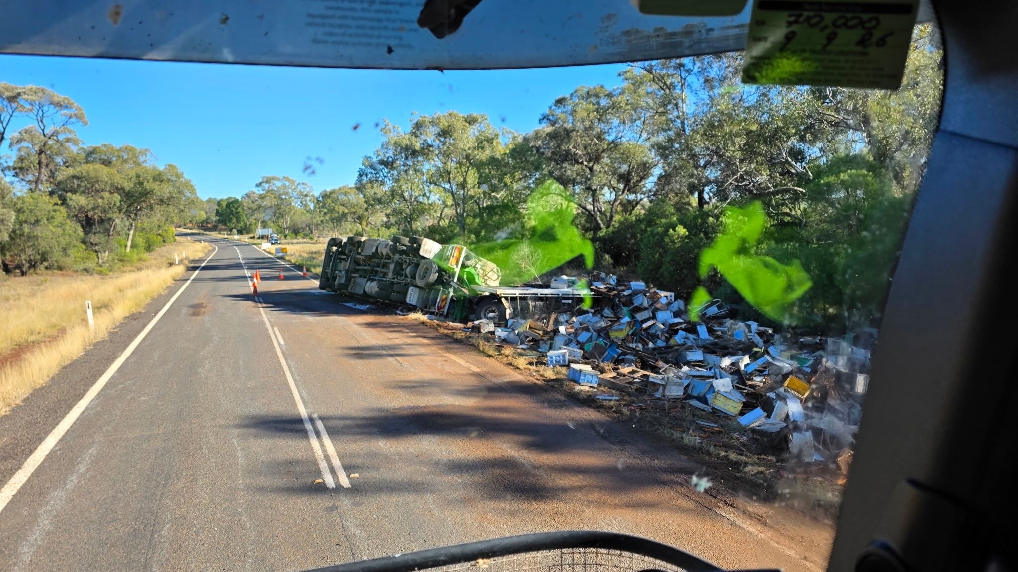 Angry swarm of bees surround hive truck rollover on Warego Highway west ...
