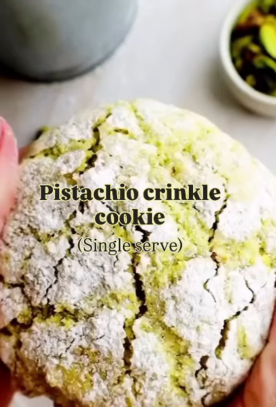 Giant bakery-style pistachio crinkle cookie
