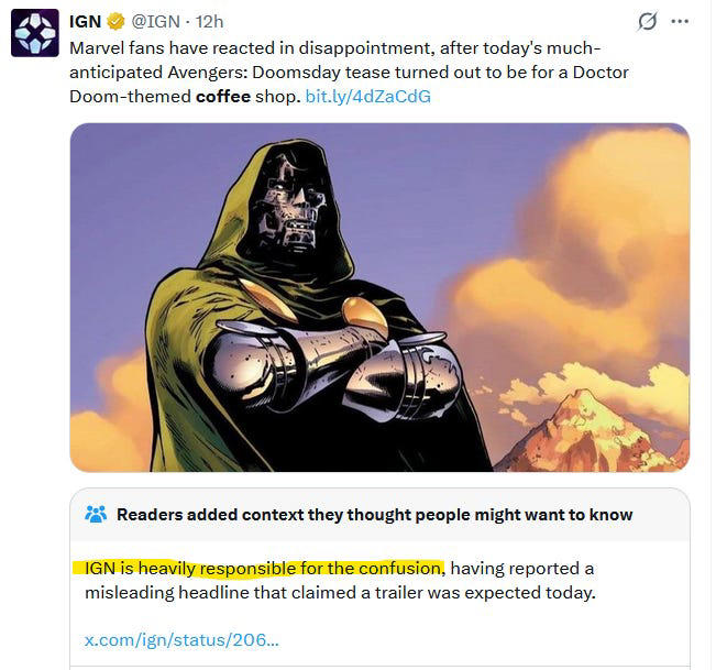 Avengers Doomsday's big surprise was a coffee shop. Marvel fans blame IGN.
