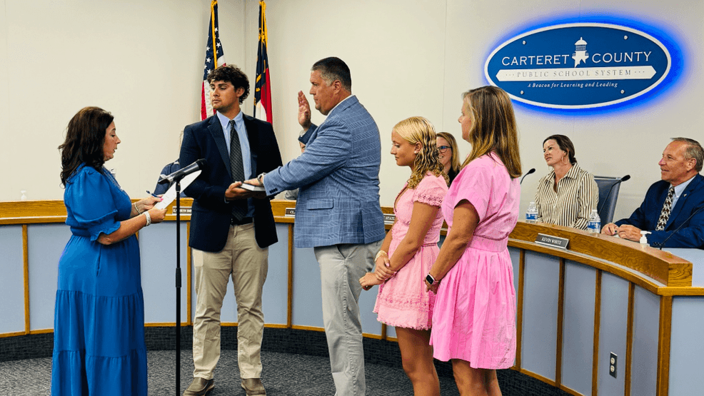 Matt Johnson sworn in to Carteret County school board, filling Nathan ...