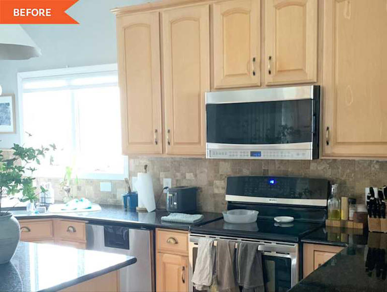An early 2000s kitchen got a $1,000 no-demo redo
