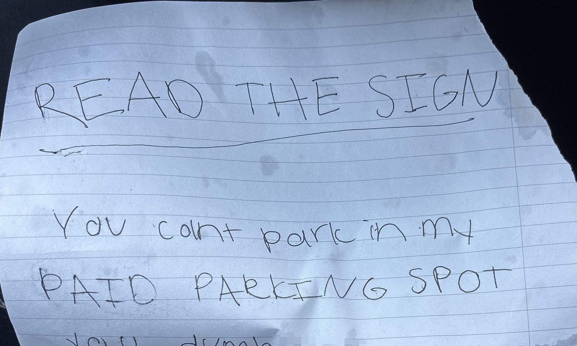 Driver shocked over disgruntled neighbour's 'rude' note about parking ...
