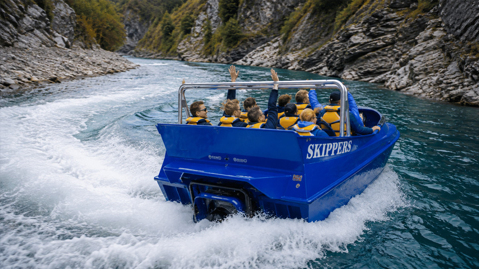 Jet powered boat makes extreme high speed river runs