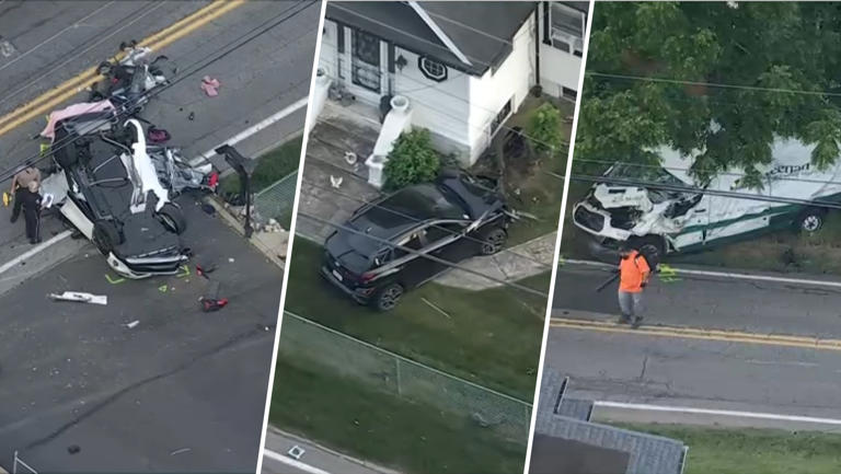 Car crashes into 3 other vehicles, goes airborne killing driver, police say