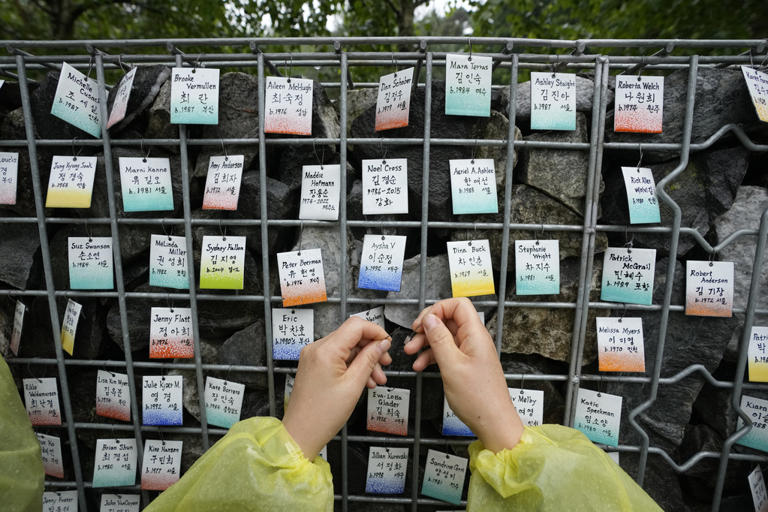 A wall of nametags at a South Korean park testifies to adoptees ...