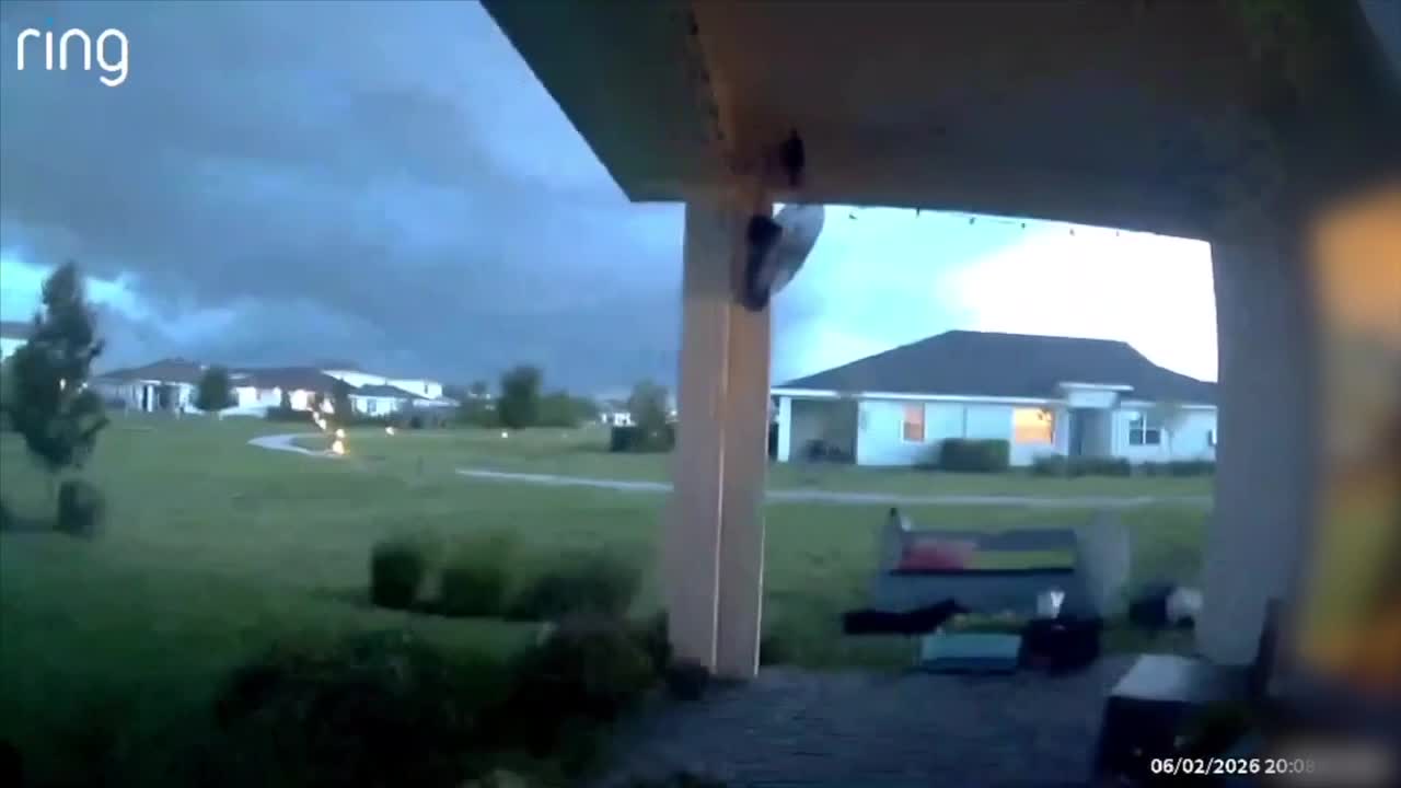 Wind blows out entire back porch in Arden community caught on Ring camera