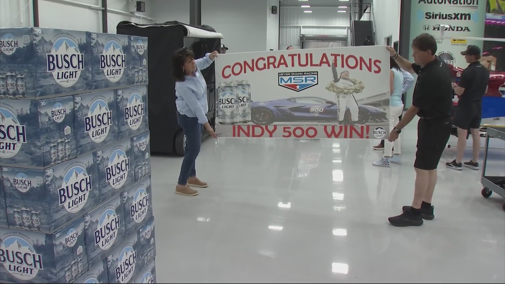 Meyer Shank celebrates Indy 500 win with 2,000 cans of beer