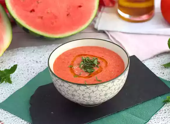 Chilled watermelon and tomato soup