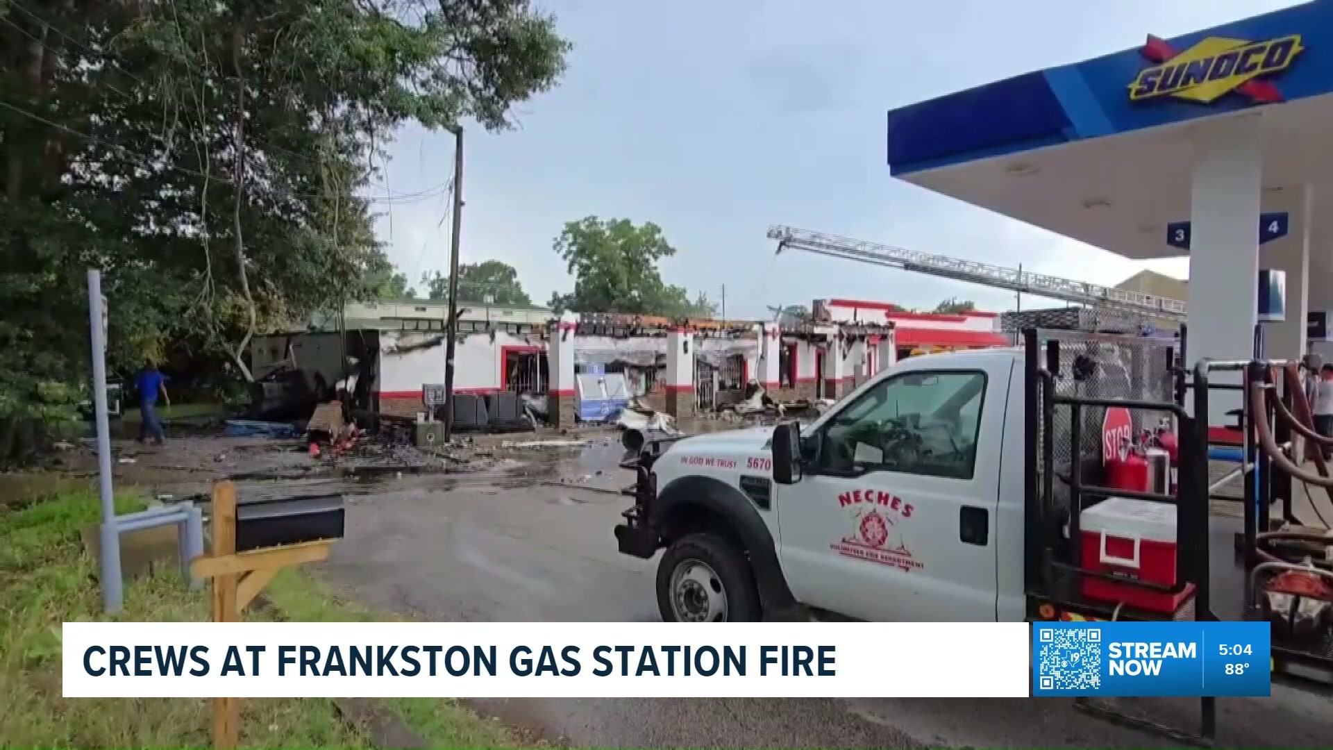 Large fire damages gas station in Frankston