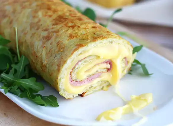 Roulé de pommes de terre à la raclette de Savoie et au jambon