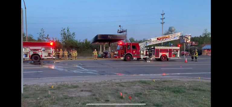 Vehicle engulfed in flames at Negaunee gas station