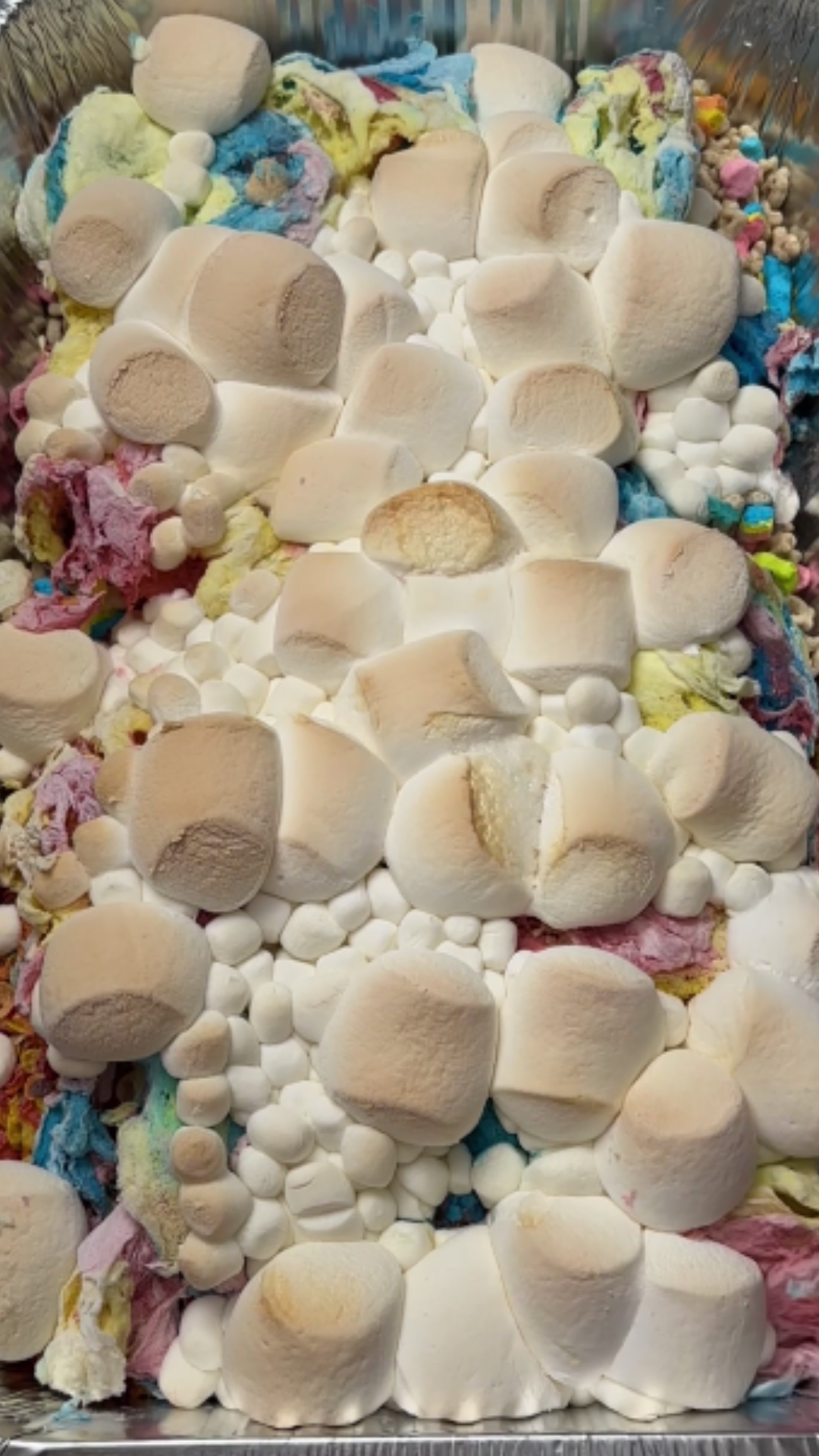Colorful cotton candy krispies dessert everyone loves