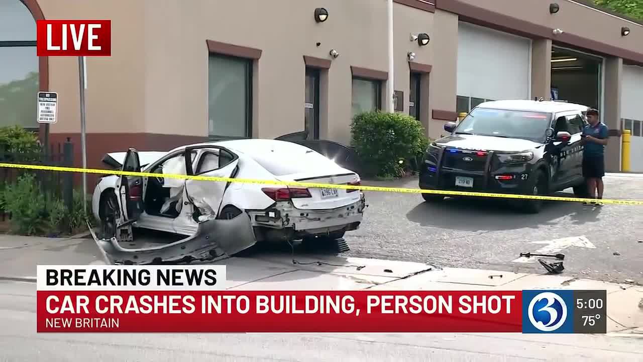 Man found shot inside vehicle that crashed into New Britain building ...