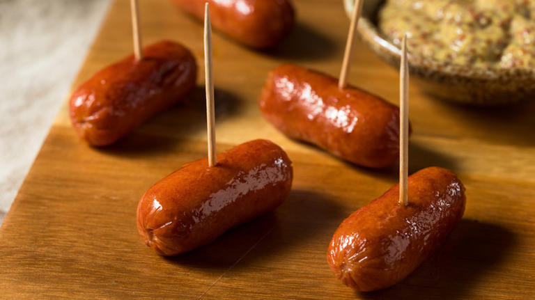 Sweet and sticky party hot dogs just need 2 sauces and a slow cooker