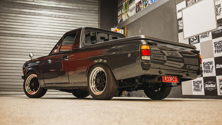 This scruffy little Datsun 1200 pickup hides a turbocharged Nissan engine