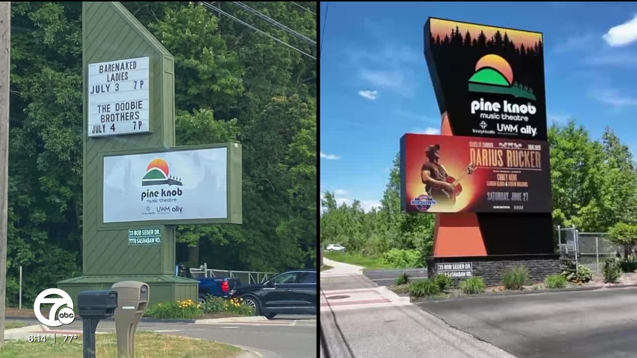 Pine Knob's new digital sign divides residents and officials