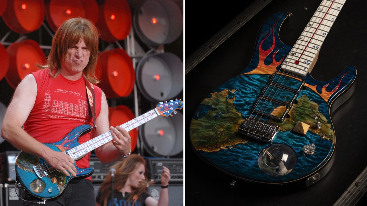 Nigel Tufnel's 'World on Fire' guitar, used for Spinal Tap's Live Earth ...