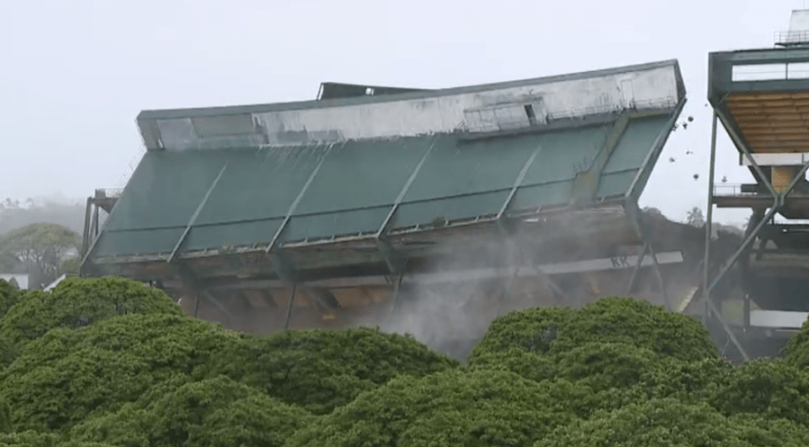 Another section of Aloha Stadium collapses as dismantling project continues