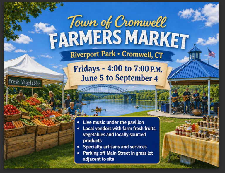 Cromwell farmers market returns Fridays at Riverport Park through Sept. 4