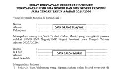 Apa itu surat pernyataan kebenaran dokumen untuk SPMB 2026, dapat dari ...