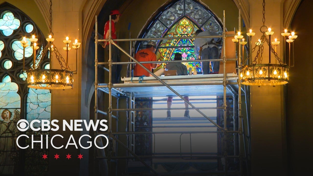 Work begins to reinstall restored stained-glass window at Second ...