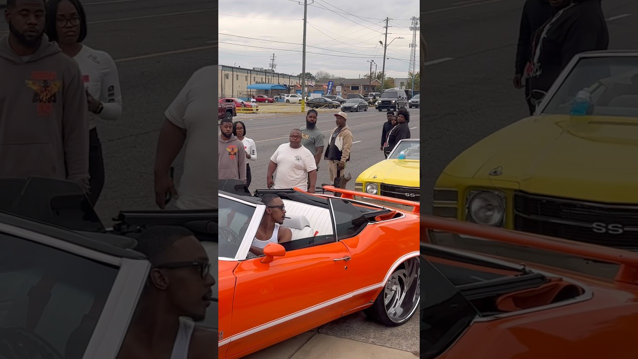Bro pulling up in his 442 Oldsmobile Cutlass vert on 24’s