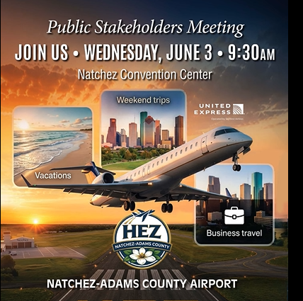 Flights coming soon to Natchez-Adams County Airport, informational ...